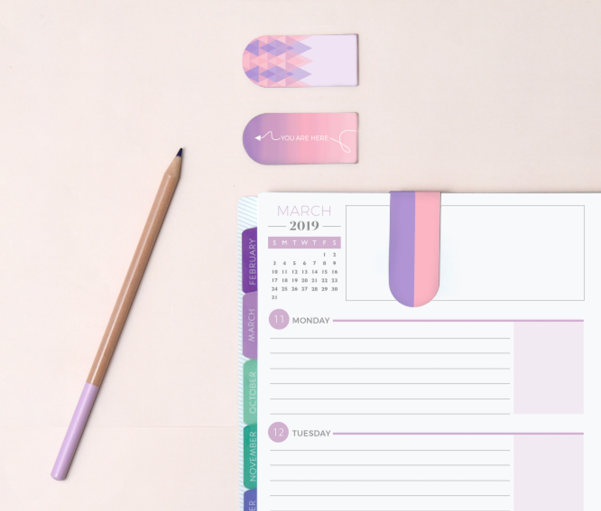 Plum Paper - Magnetic Bookmarks - Purple