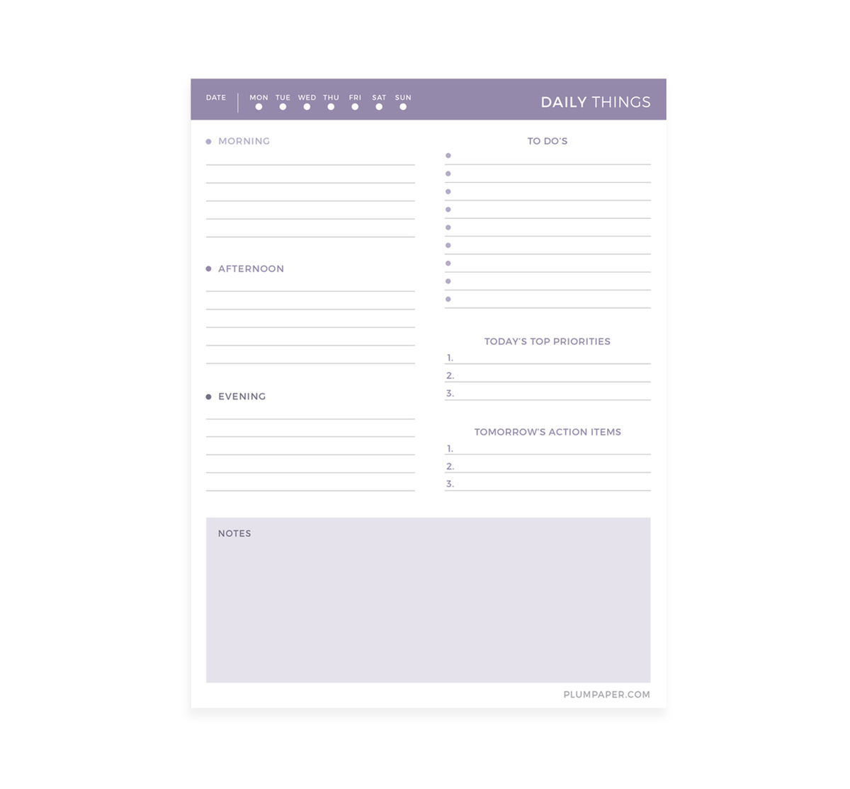 Plum Paper - Modern Daily Notepad - Purple
