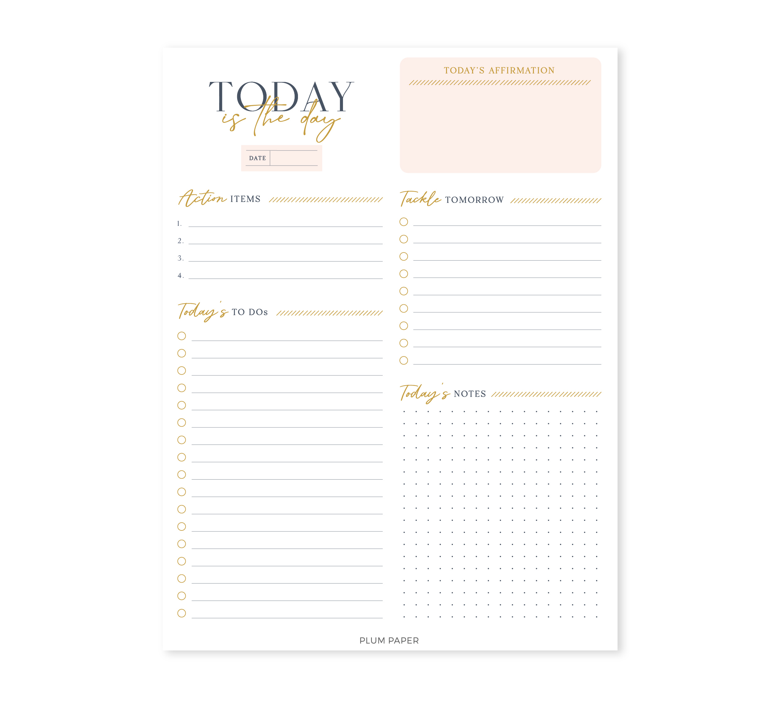 Plum Paper - Today is the Day Daily Notepad