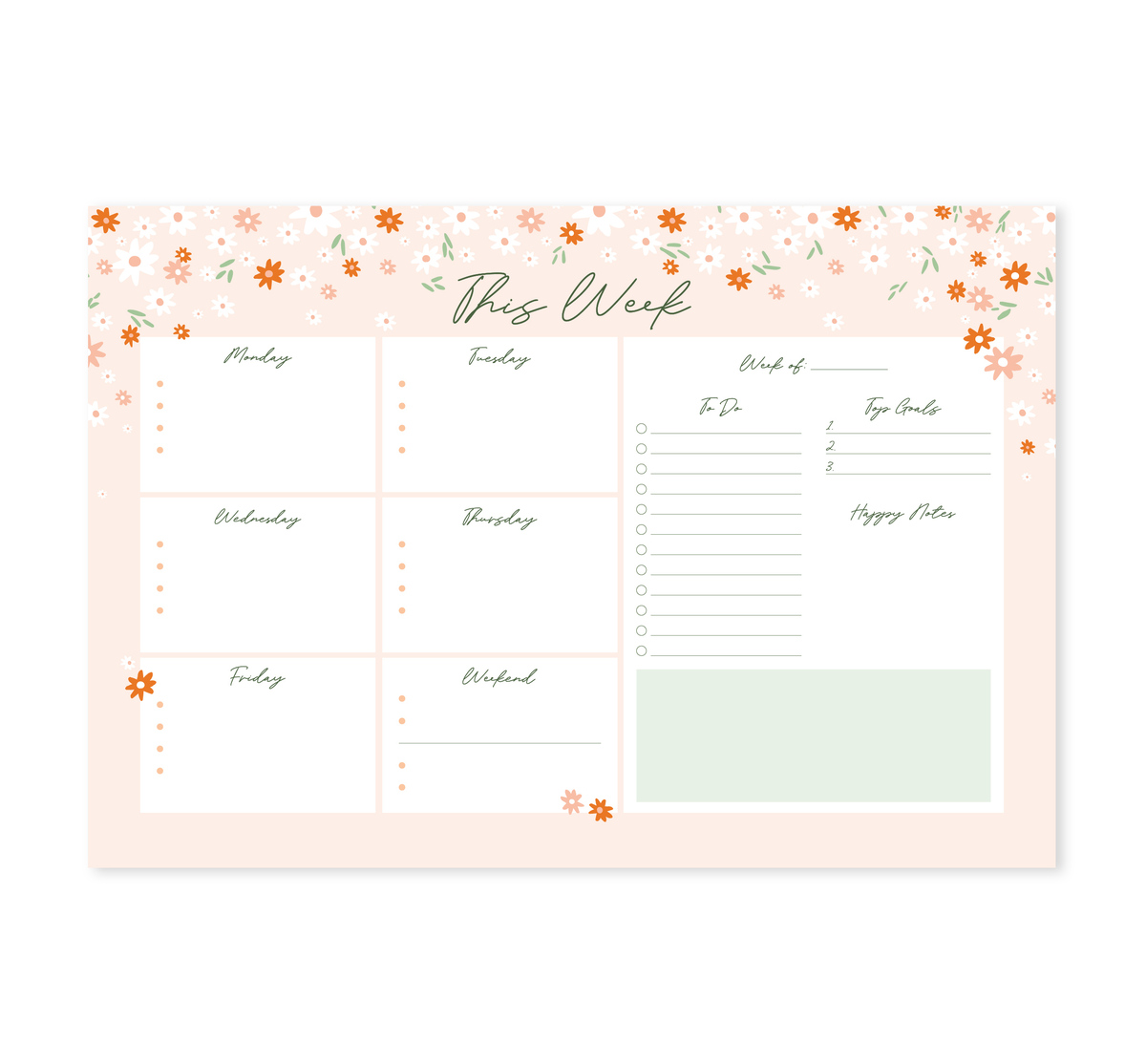 Plum Paper - Weekly Notepad - Sprinkle Pink