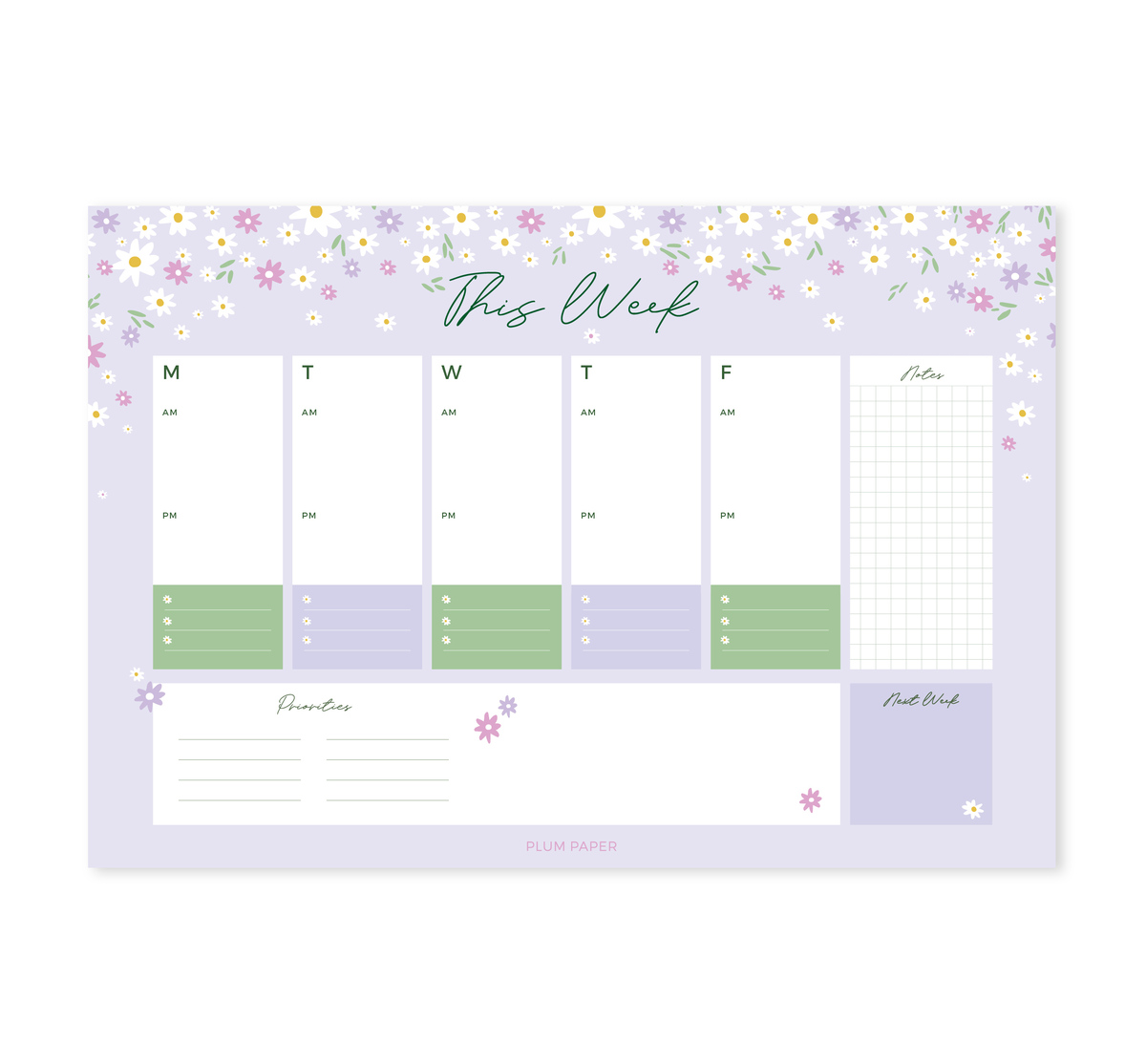 Plum Paper - Weekly Notepad - Sprinkle Purple
