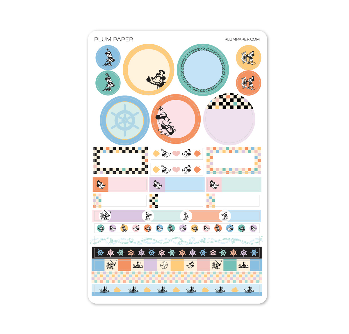 Plum Paper - Colorful Steamboat Willie Stickers