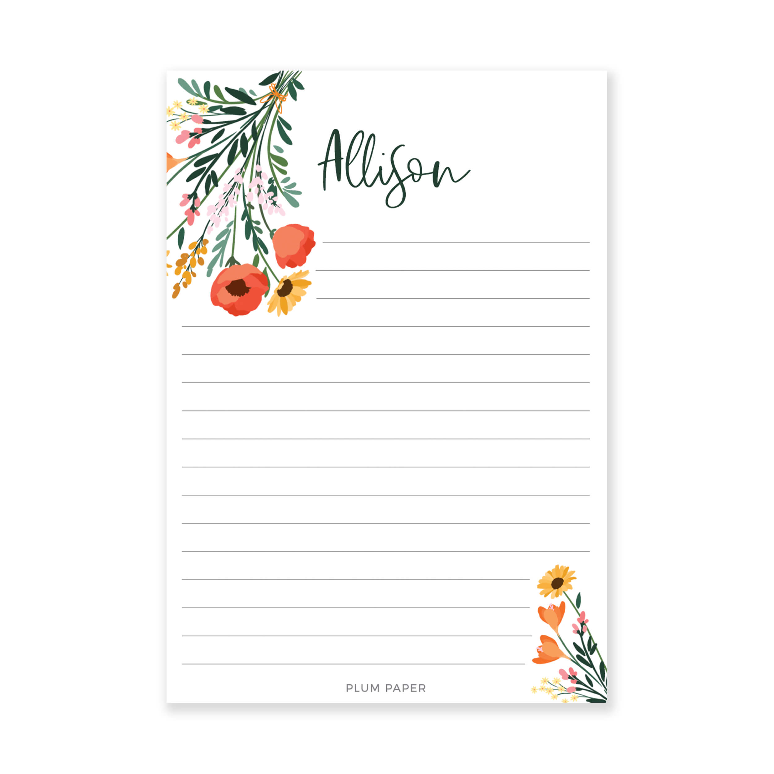 Custom Notepad with 40 pages- Sunkissed | Plum Paper