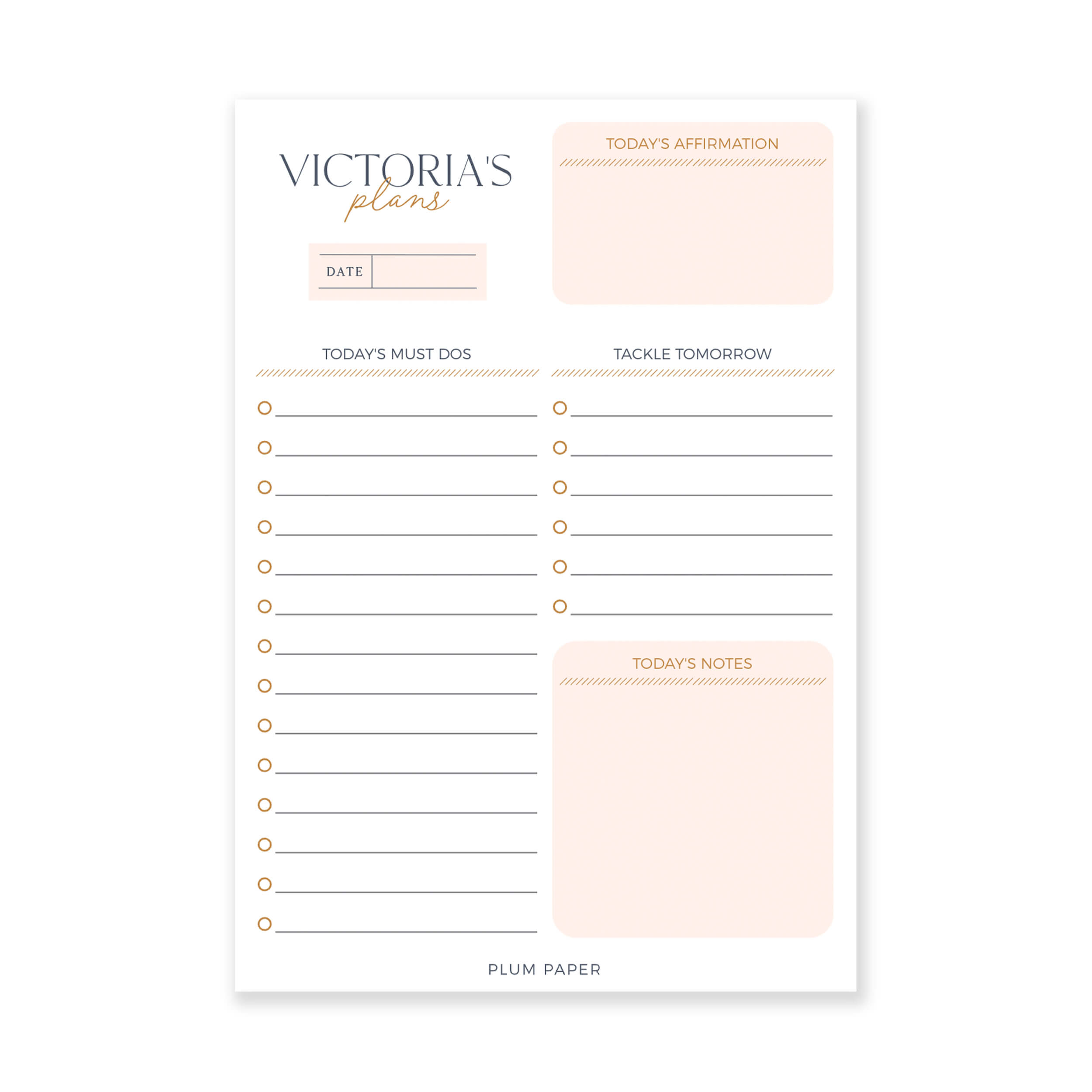 Custom Notepad 40 pages- Today is the Day | Plum Paper
