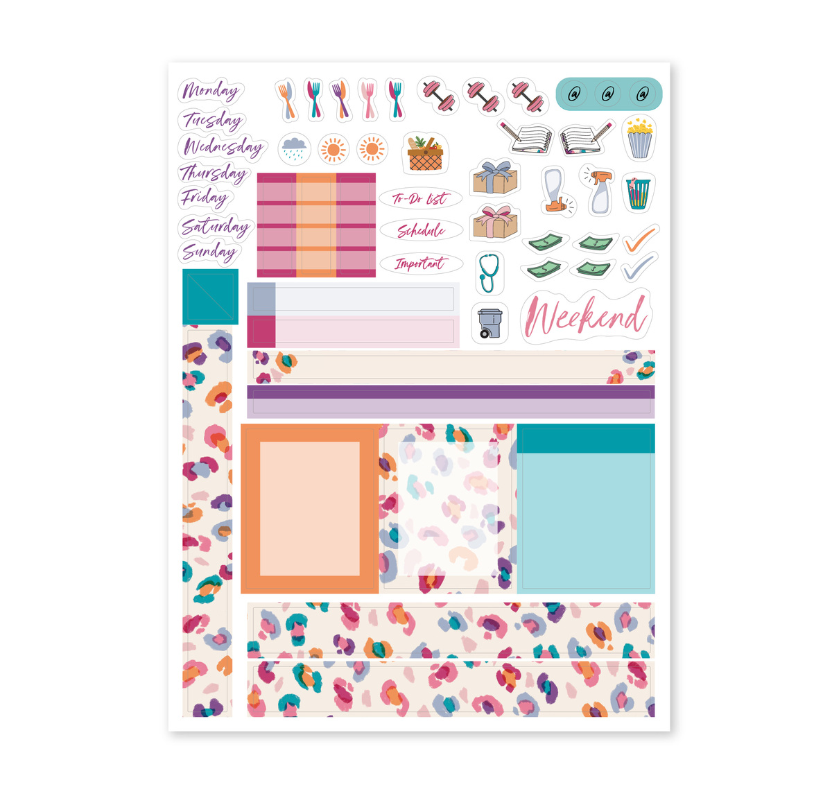 Plum Paper - 7x9 Two Sided Days Weekly Kit - Leopard