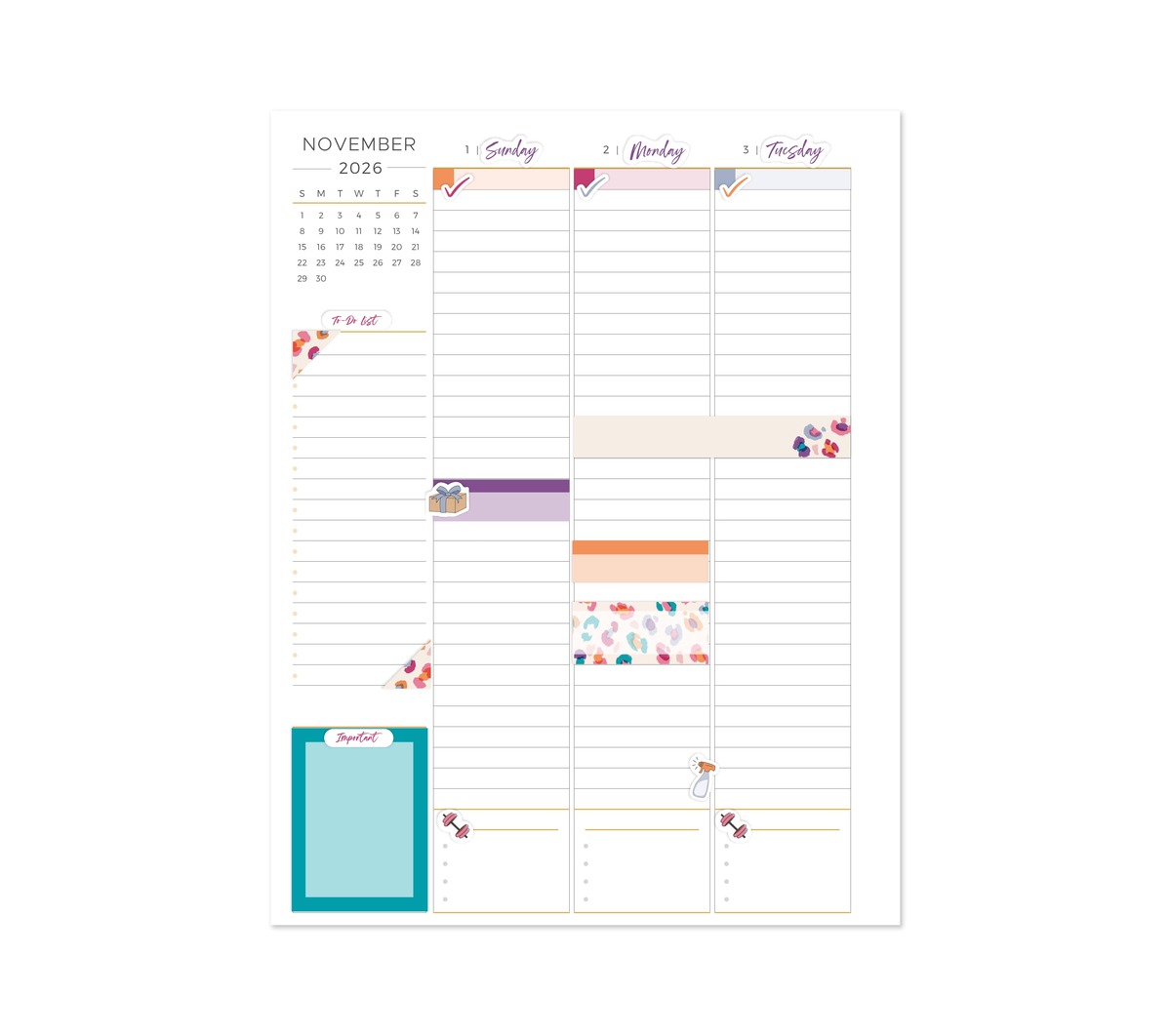 Plum Paper - 8.5x11 Vertical Layouts Weekly Kit - Leopard