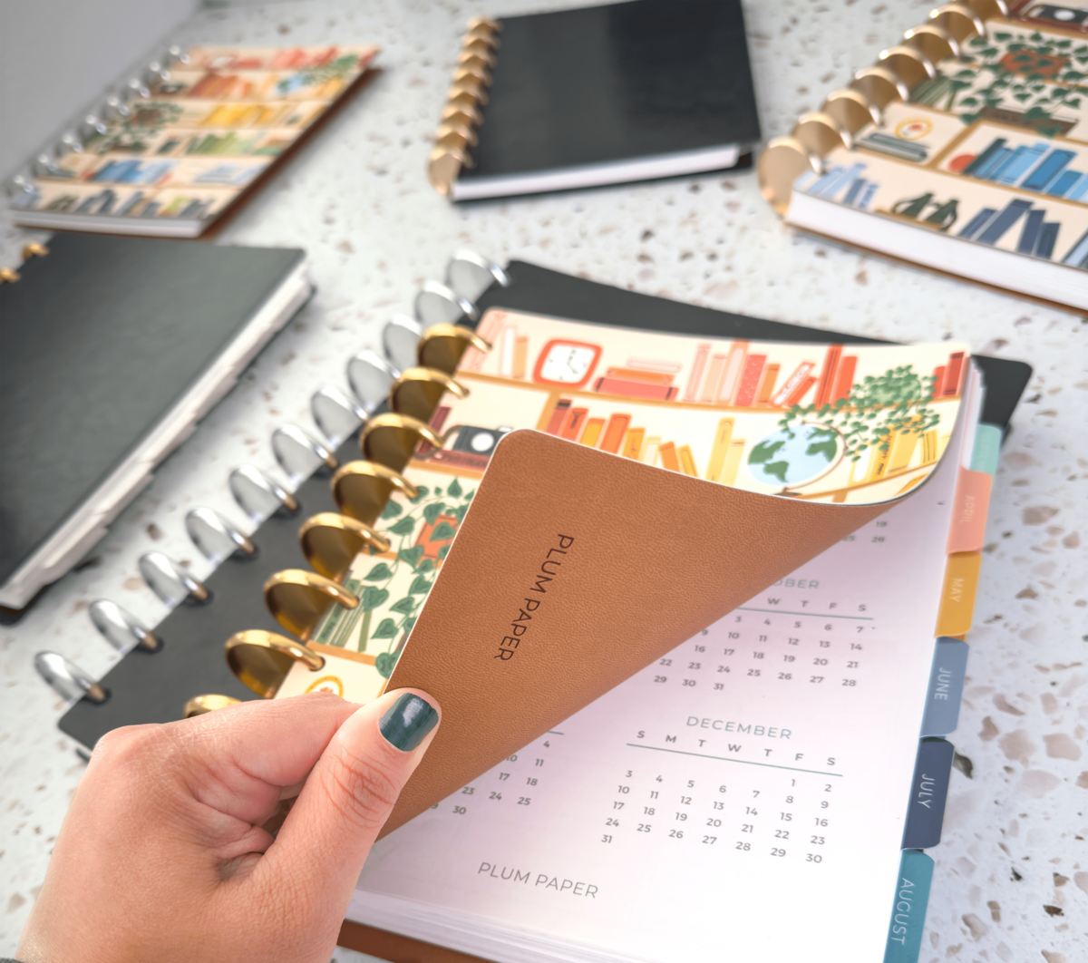 Plum Paper - 7x9 Disc Punch Cover - Vegan Leather Bookshelf