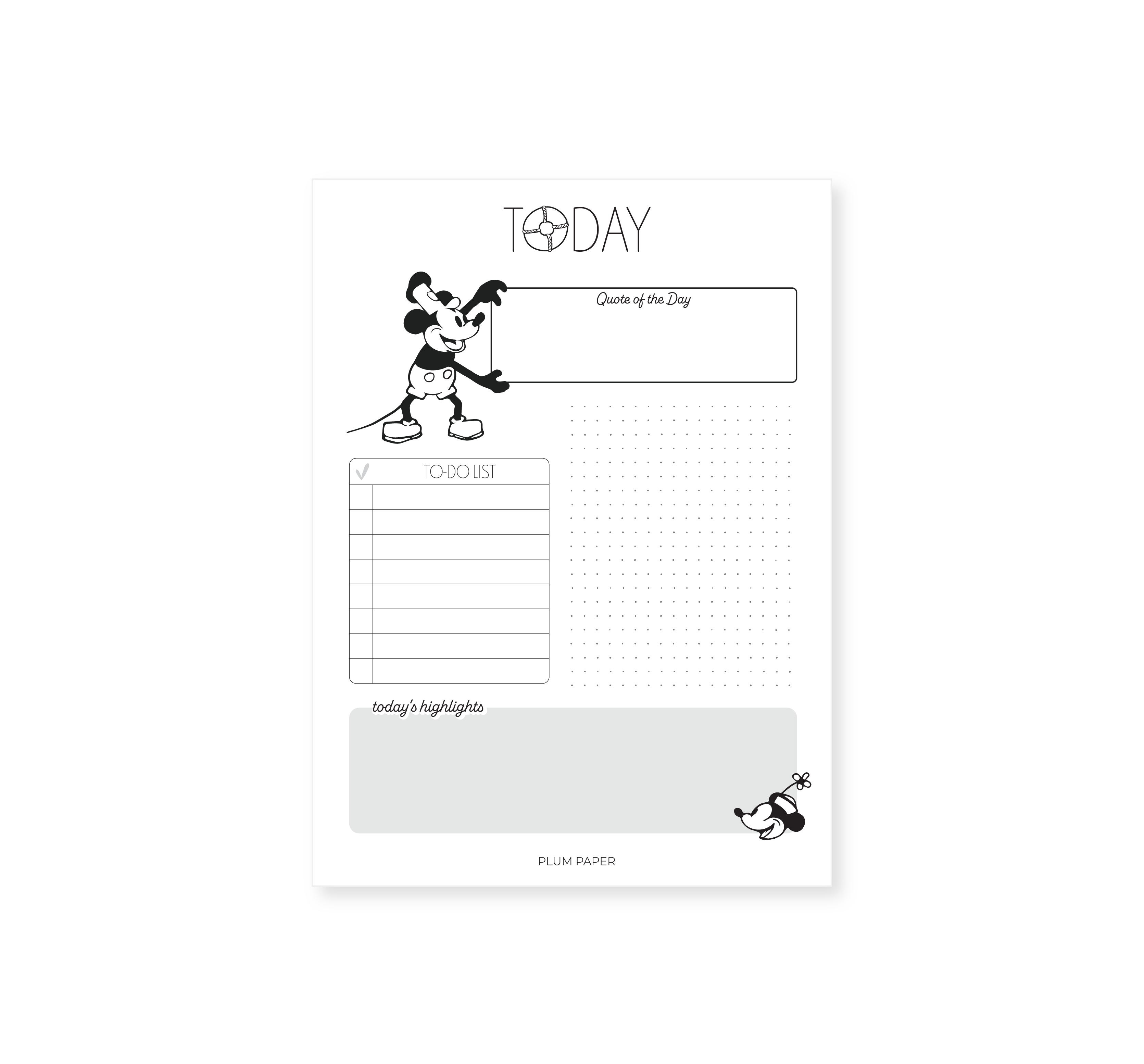 Plum Paper - Steamboat Willie Today Notepad