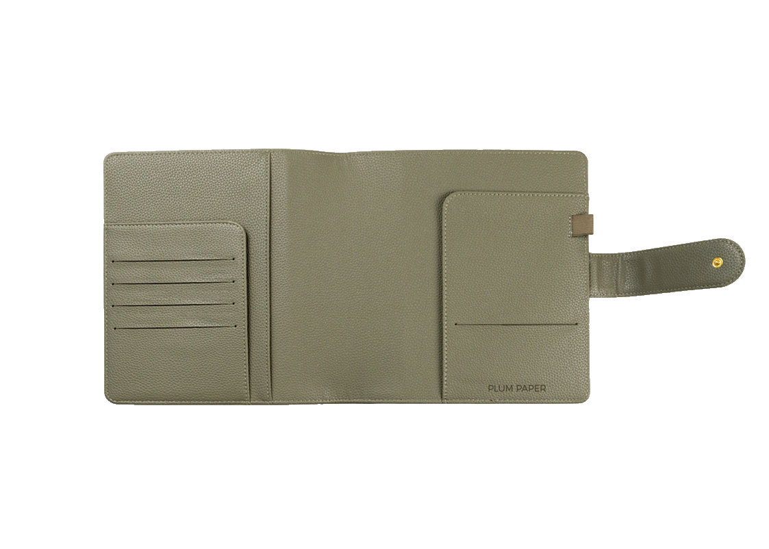 Plum Paper - 7x9 Vegan Leather Folio - Soft Sage