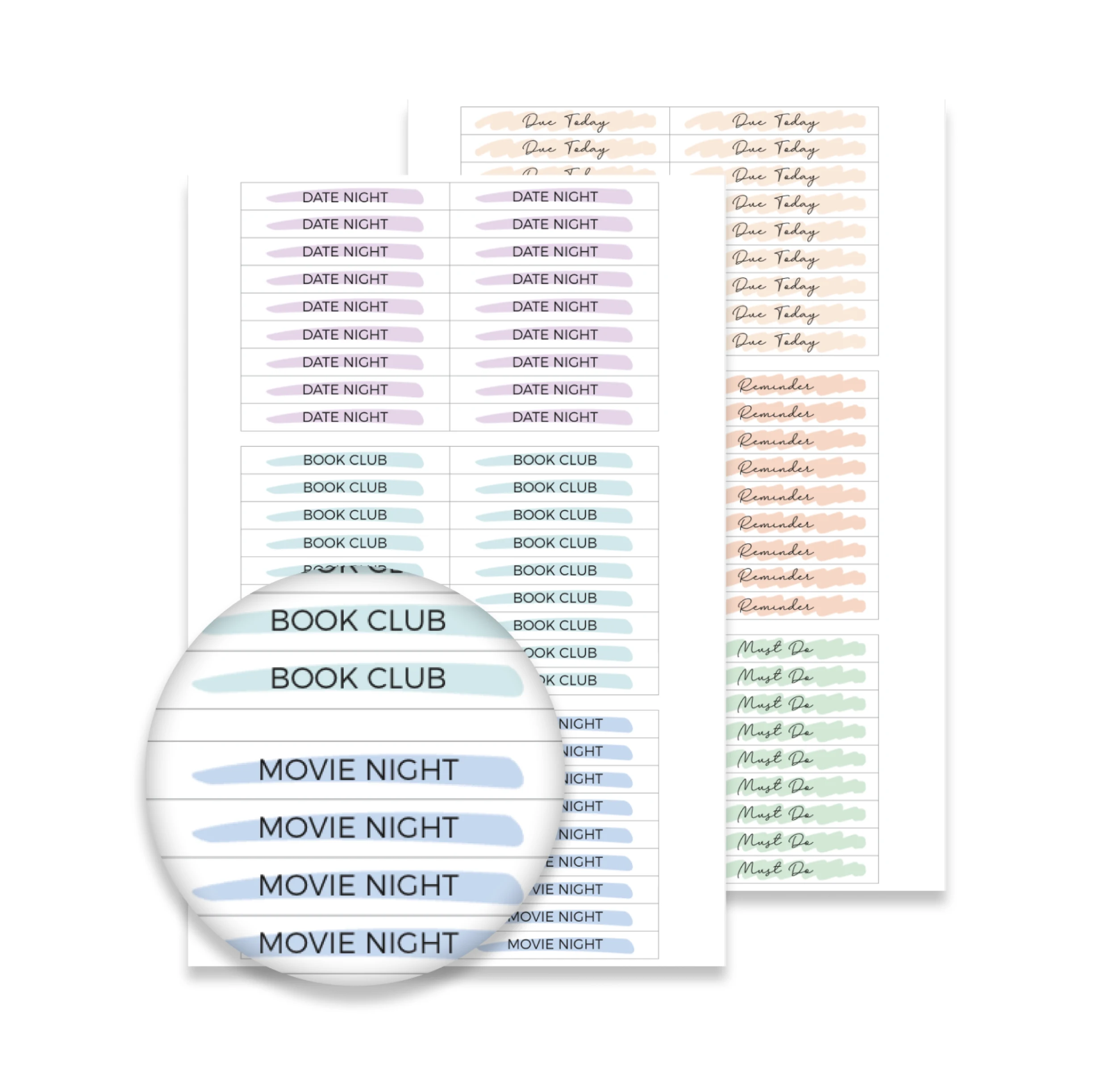 Plum Paper - 7x9 Vertical Priorities Stickers - Highlight