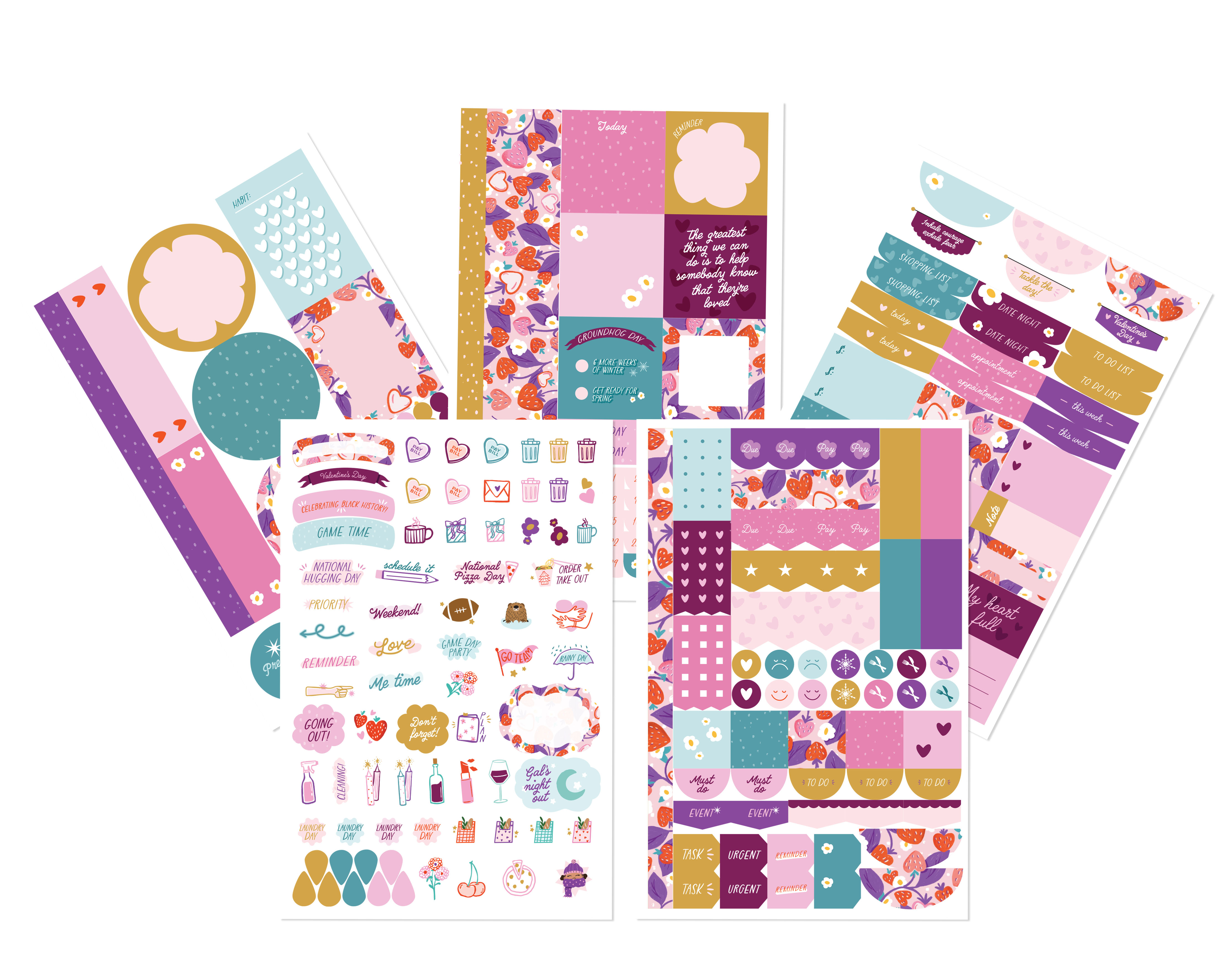Plum Paper - 5 Sheet Monthly Kit - February-Crush