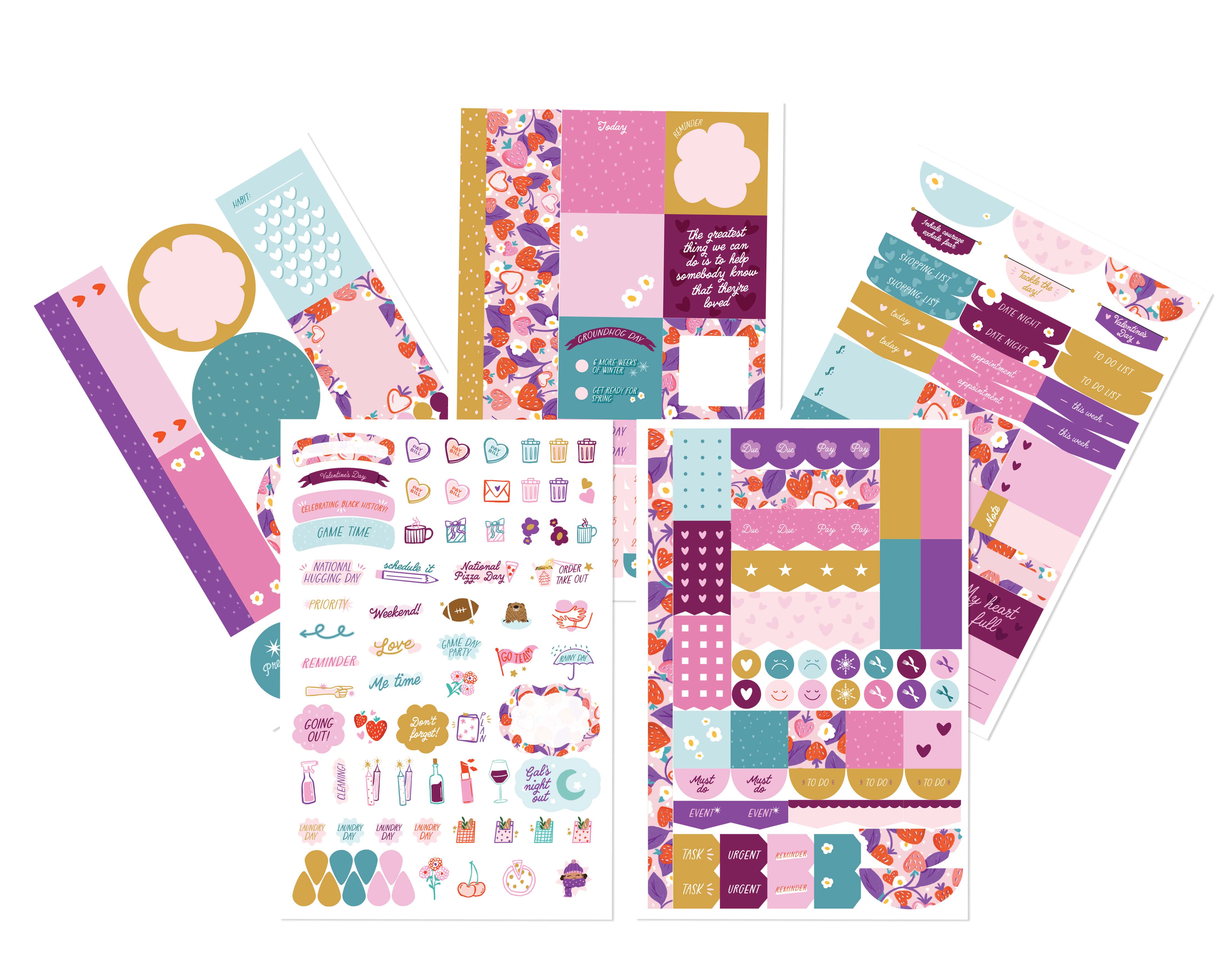 Plum Paper - 5 Sheet Monthly Kit - February-Crush