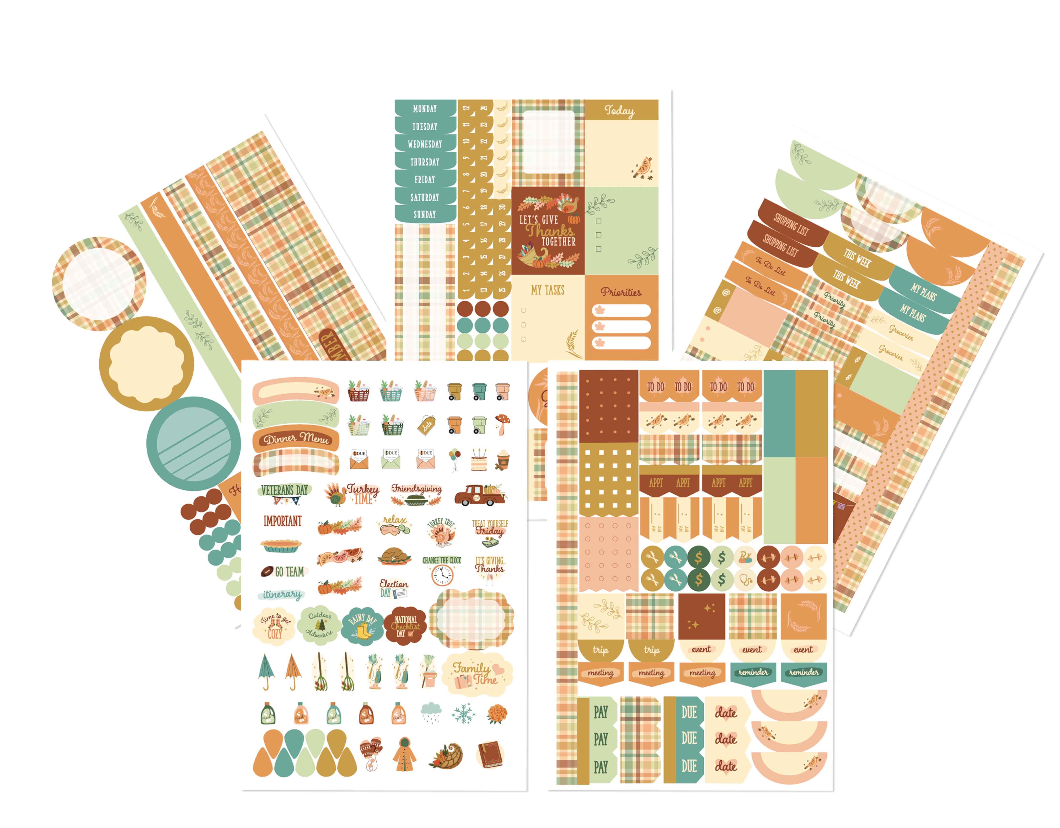 Plum Paper - 5 Sheet Monthly Kit - November-Plaid