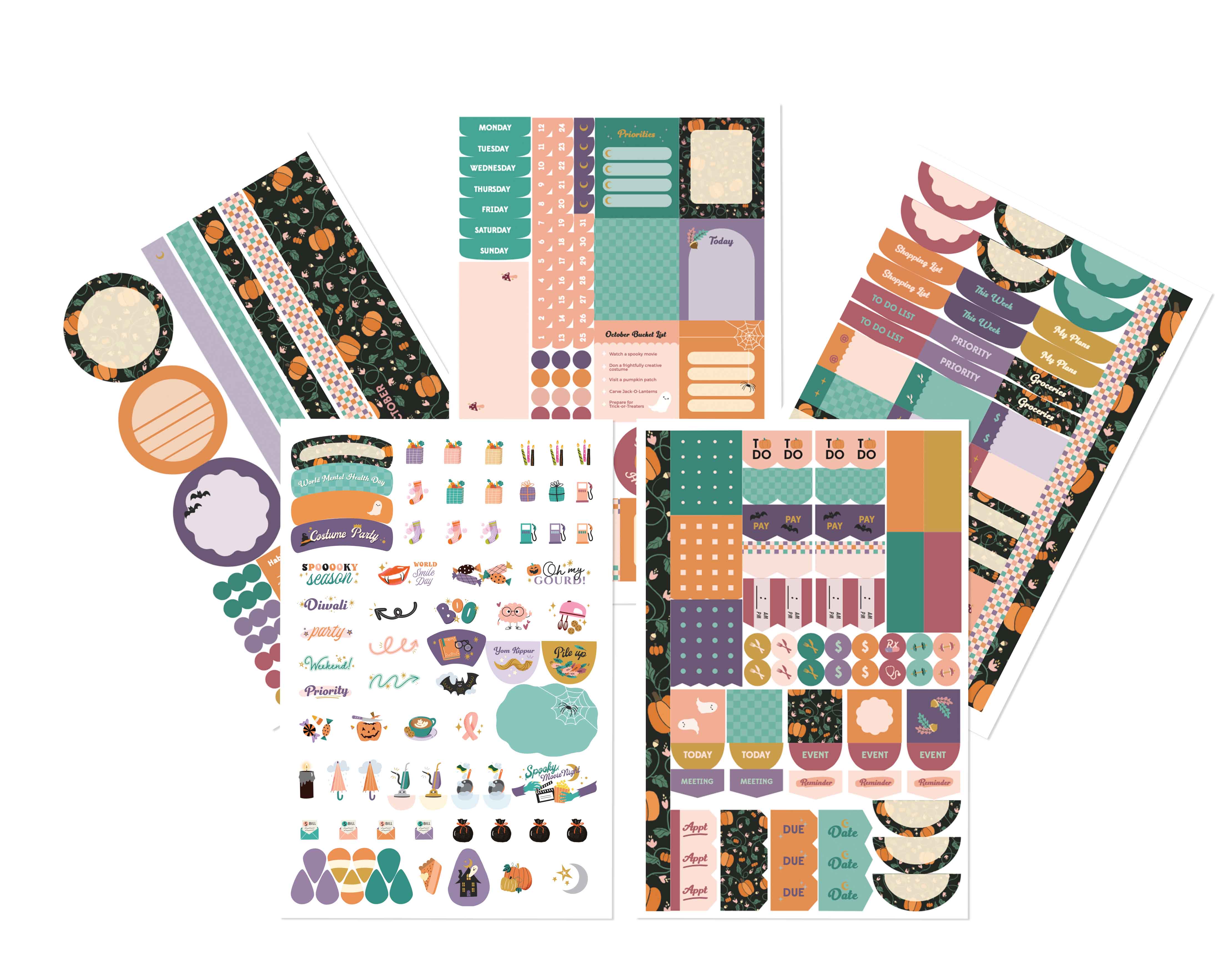 Plum Paper - 5 Sheet Monthly Kit - October-Pumpkin
