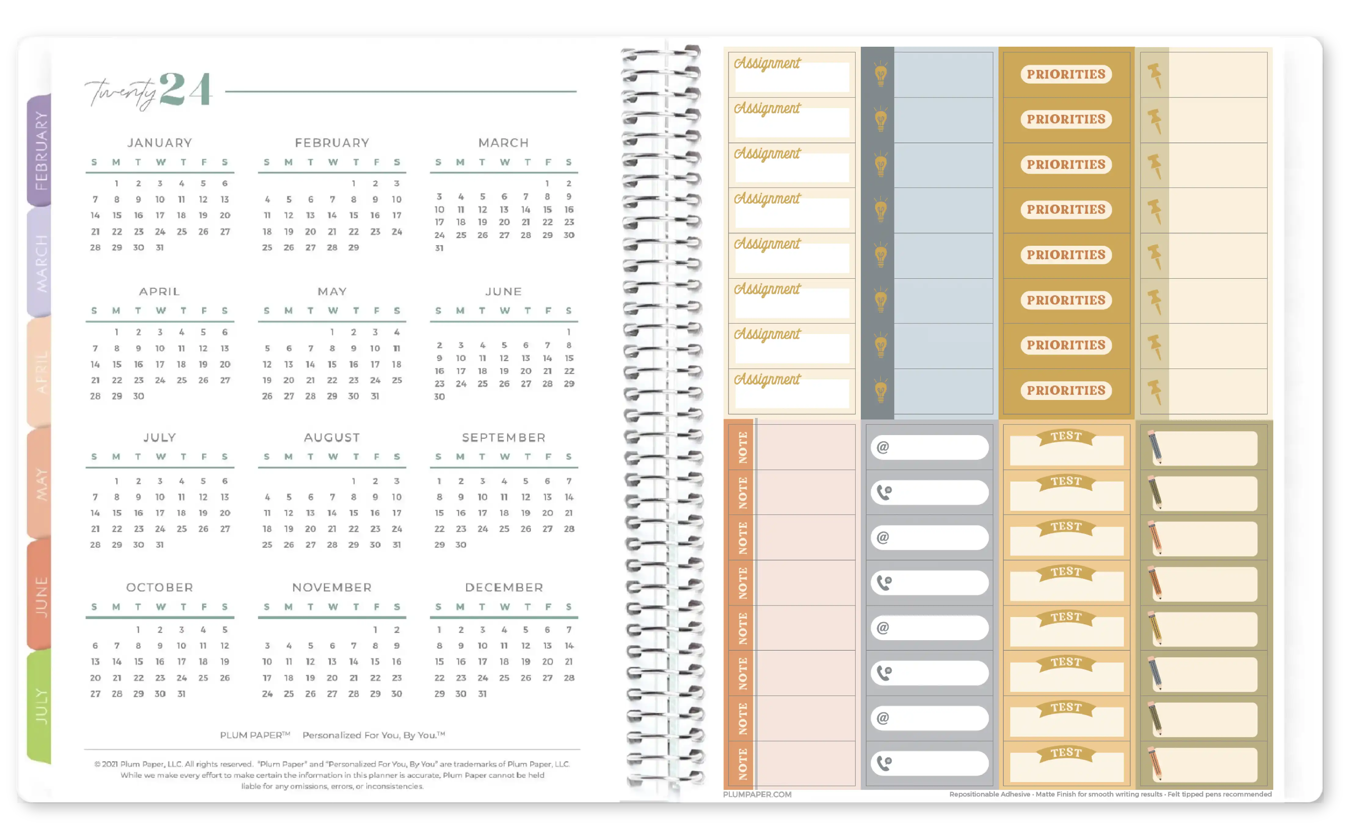 Buy Tabbed Monthly Planner | Custom 7x9 Monthly Organizer